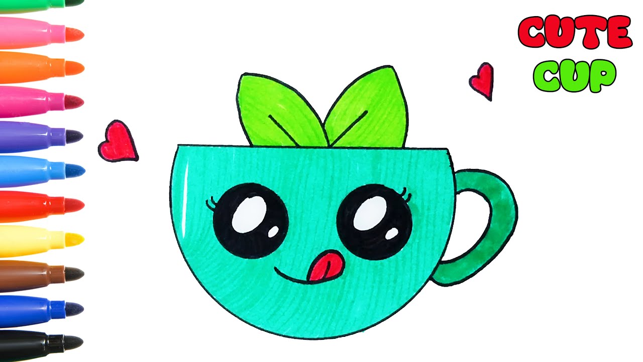Cute Tea Cup Drawing Easy Step By Step Art For Kids - YouTube