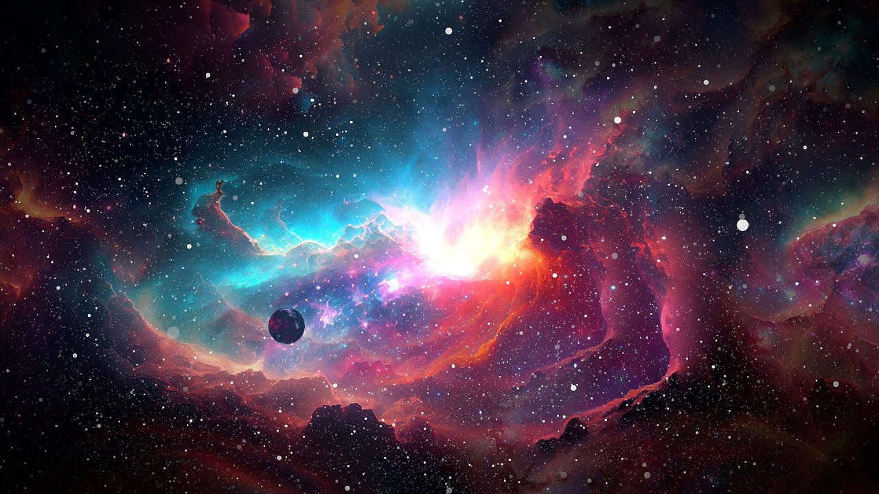 Beautiful space background with relaxing music for meditation - YouTube