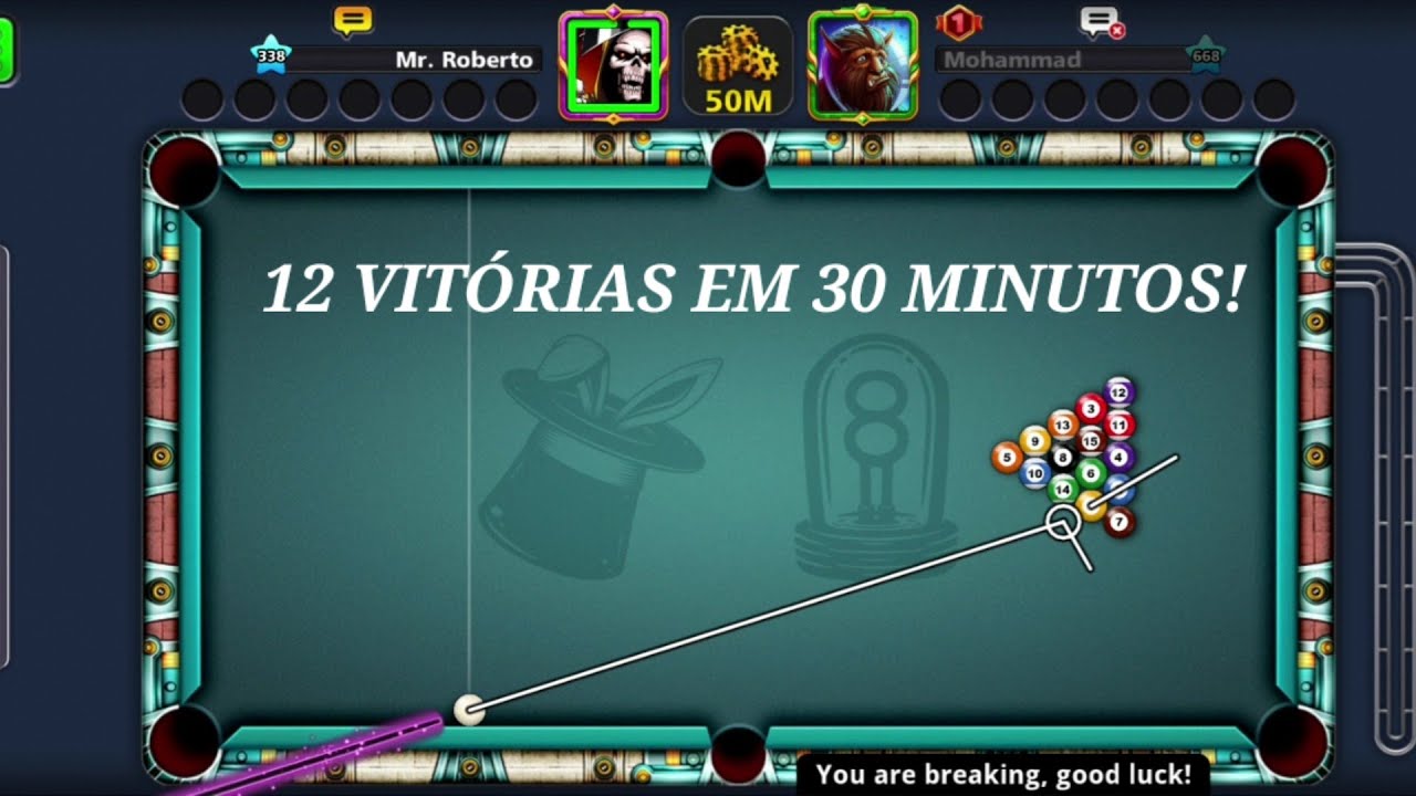 12 VITÓRIAS EM 30 MINUTOS! MR. ROBERTO 8 BALL POOL - YouTube