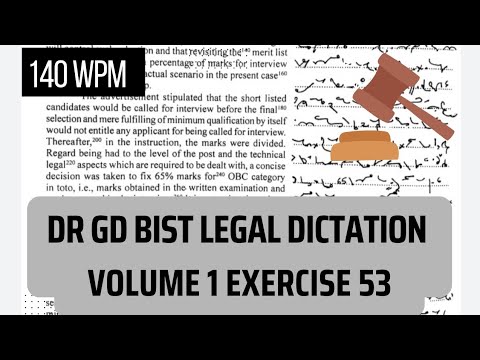 140 wpm | GD Bist Legal Volume 01 Exercise 53 | 800 words - YouTube