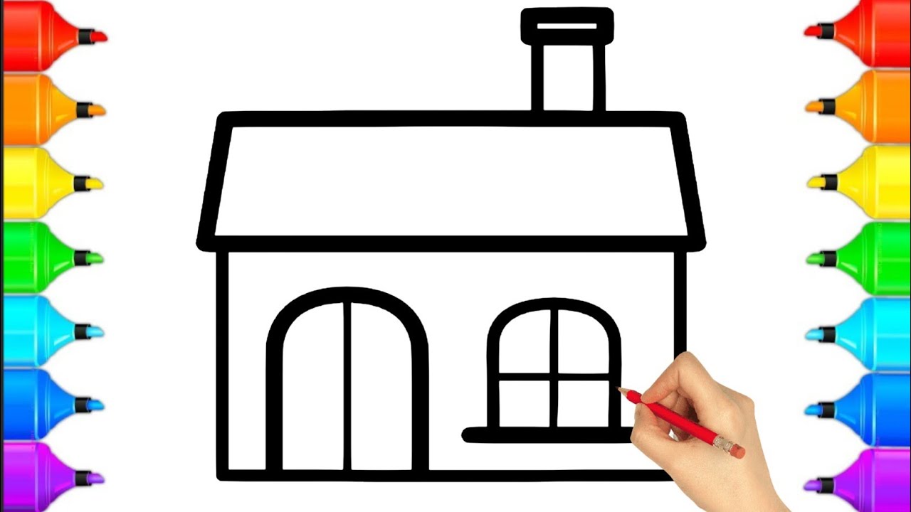 How To Make a House Drawing Very Easy Step By Step, Simple Beautiful ...