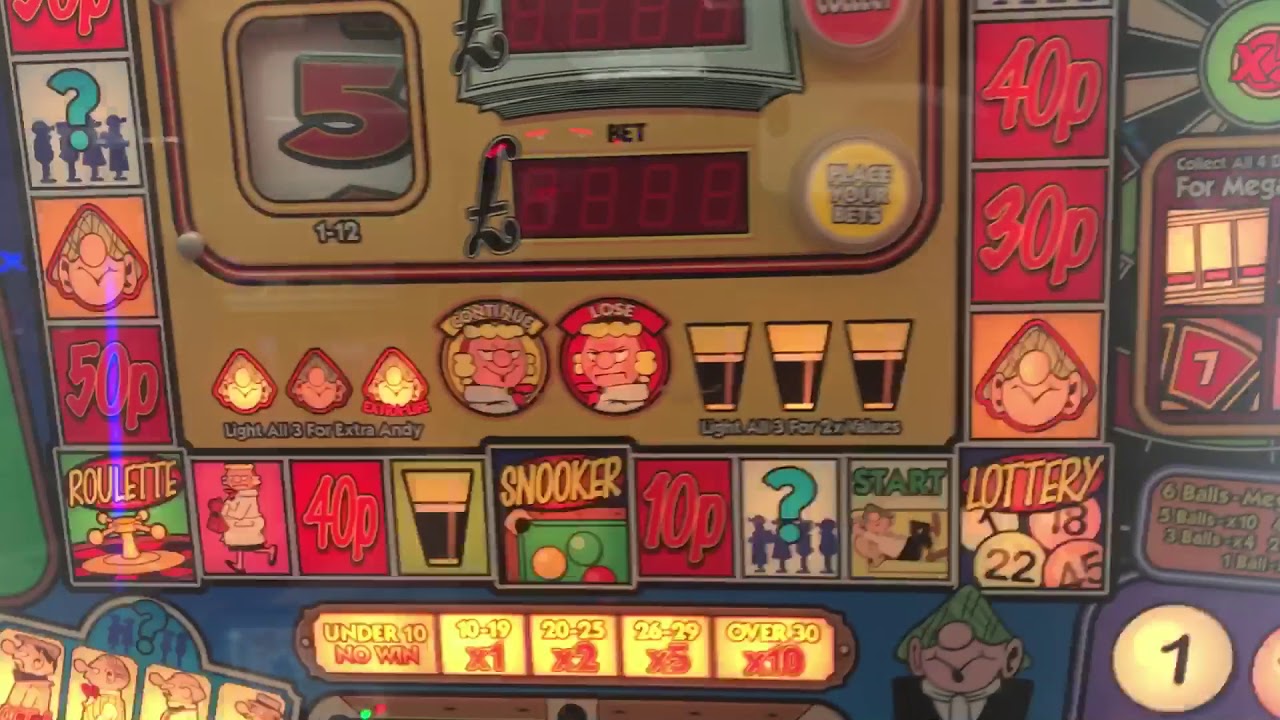 Retro rip off Andy Capp global gaming fruit machine few pound in - YouTube