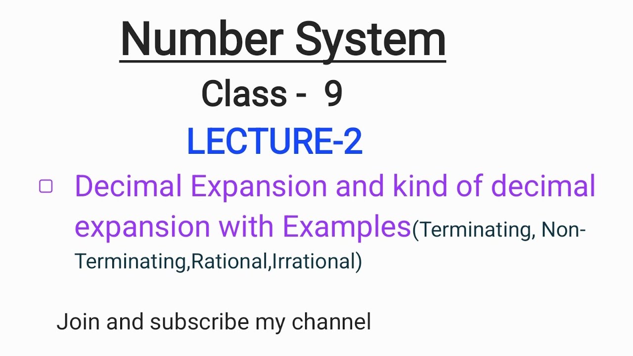 Decimal Expansion in Number system Maths@mathsbyshilpa - YouTube