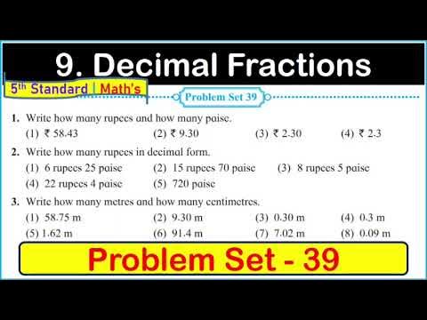 Problem set 39 class 5 Math Chapter 9 Decimal Fractions | Problem Set 39 std 5 #class5 - YouTube