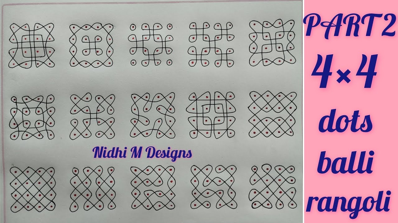 4×4 dots simple balli rangoli/PART2 /15 days easy sikku kolam/ Daily ...