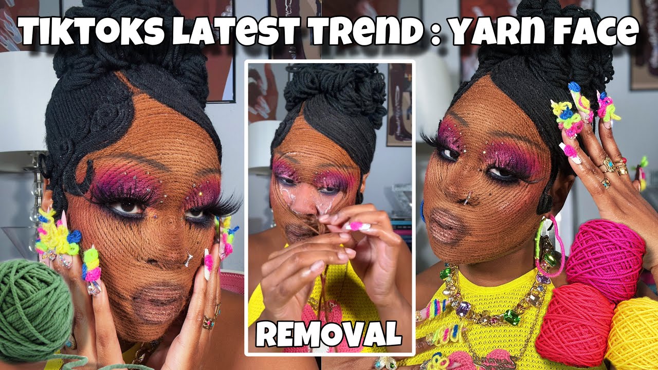 Trying out TikTok’s VIRAL Yarn Face Trend + Removal - YouTube