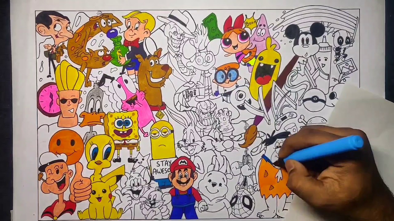 i draw my all favourite characters on a page | doodle art | old ...