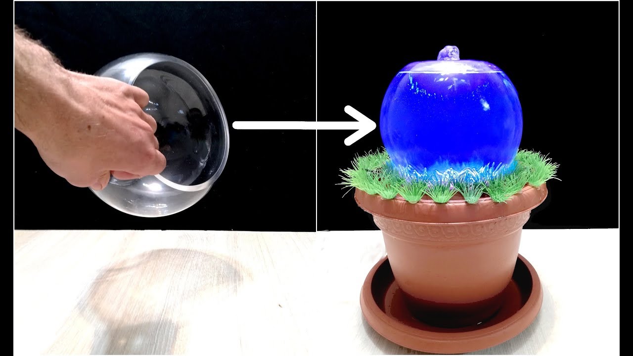How to make Amazing Tabletop Fountain with Glass Bowl and LED / DIY ...