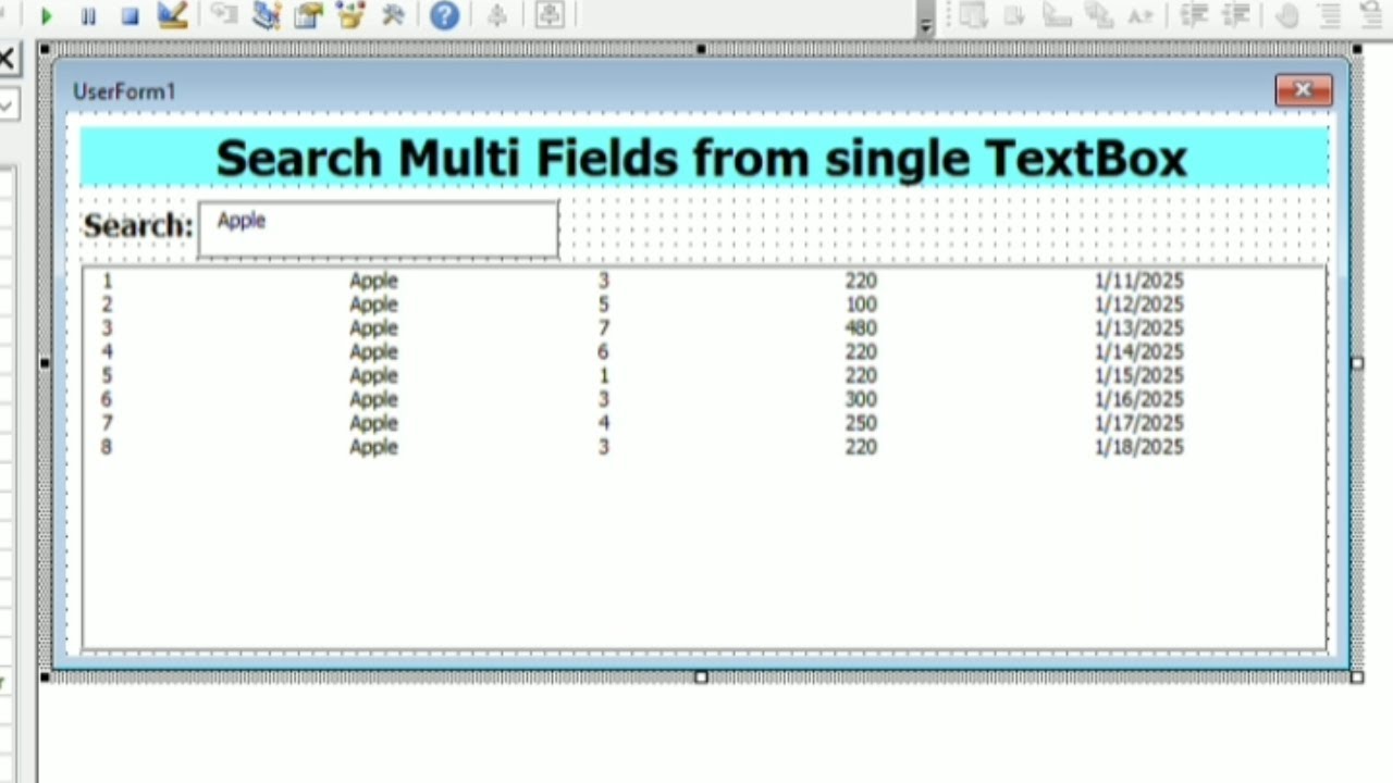 Search data in Listbox from single text box | How to search multiple fields in Userform | VBA ...