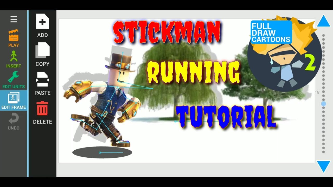 Drawing Cartoons 2 Tutorial [RUNNING] Stickman Roblox Character - YouTube