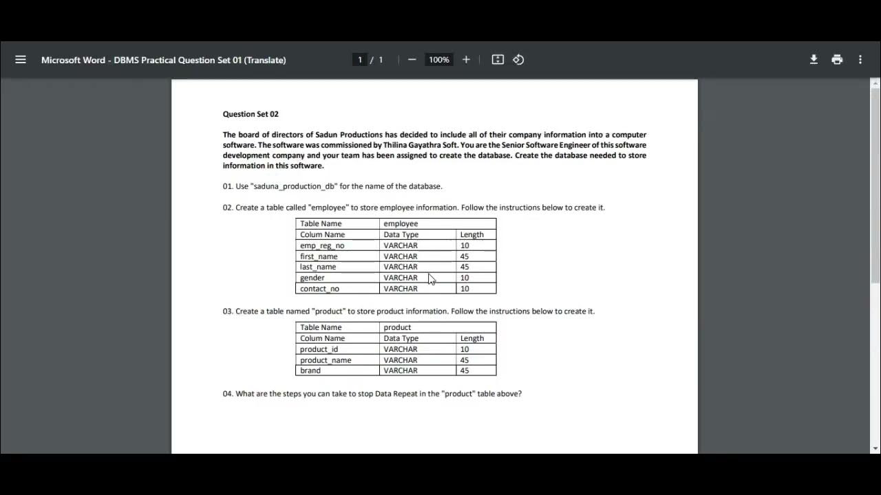 Java Institute Database Management System Question 02 - YouTube