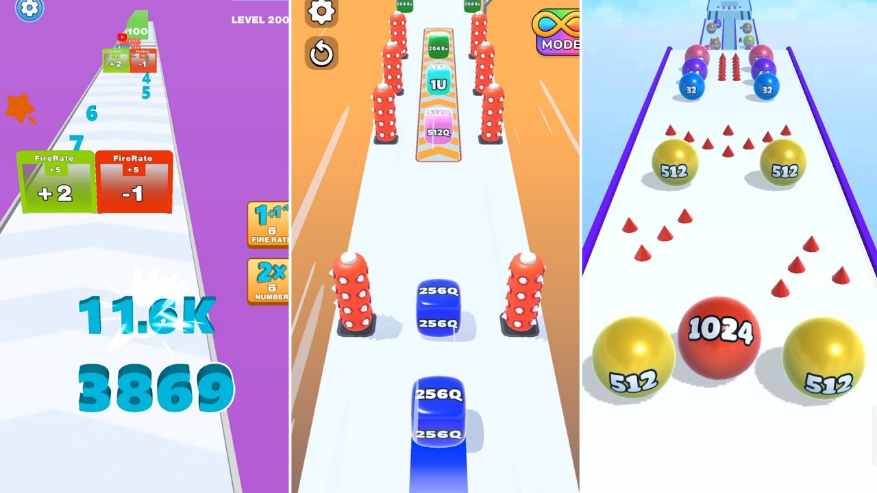 2048 Merge Race! Jelly Run vs Number Run Shooter vs Ball Merge | 64f vs ...