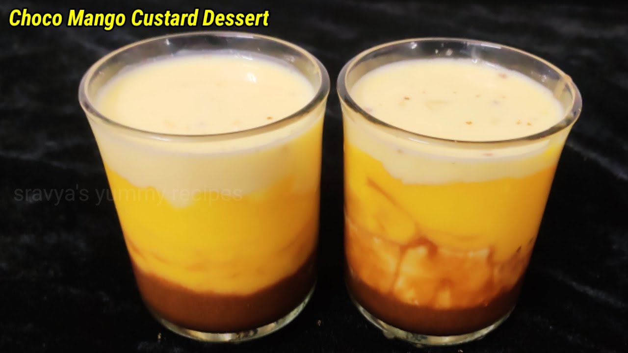 Choco Mango Custard Dessert/Mango Chocolate Custard Shots/Summer ...
