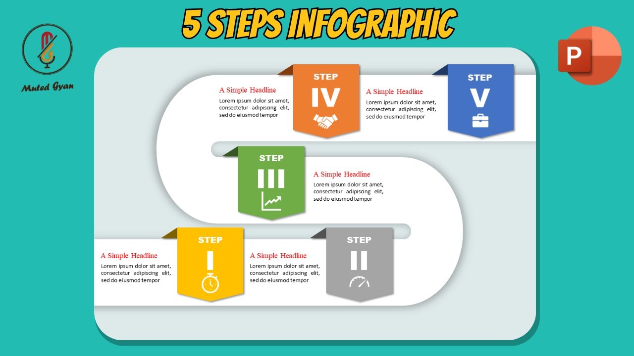 5-Step Infographic Presentation Design on PowerPoint | Presentation ...
