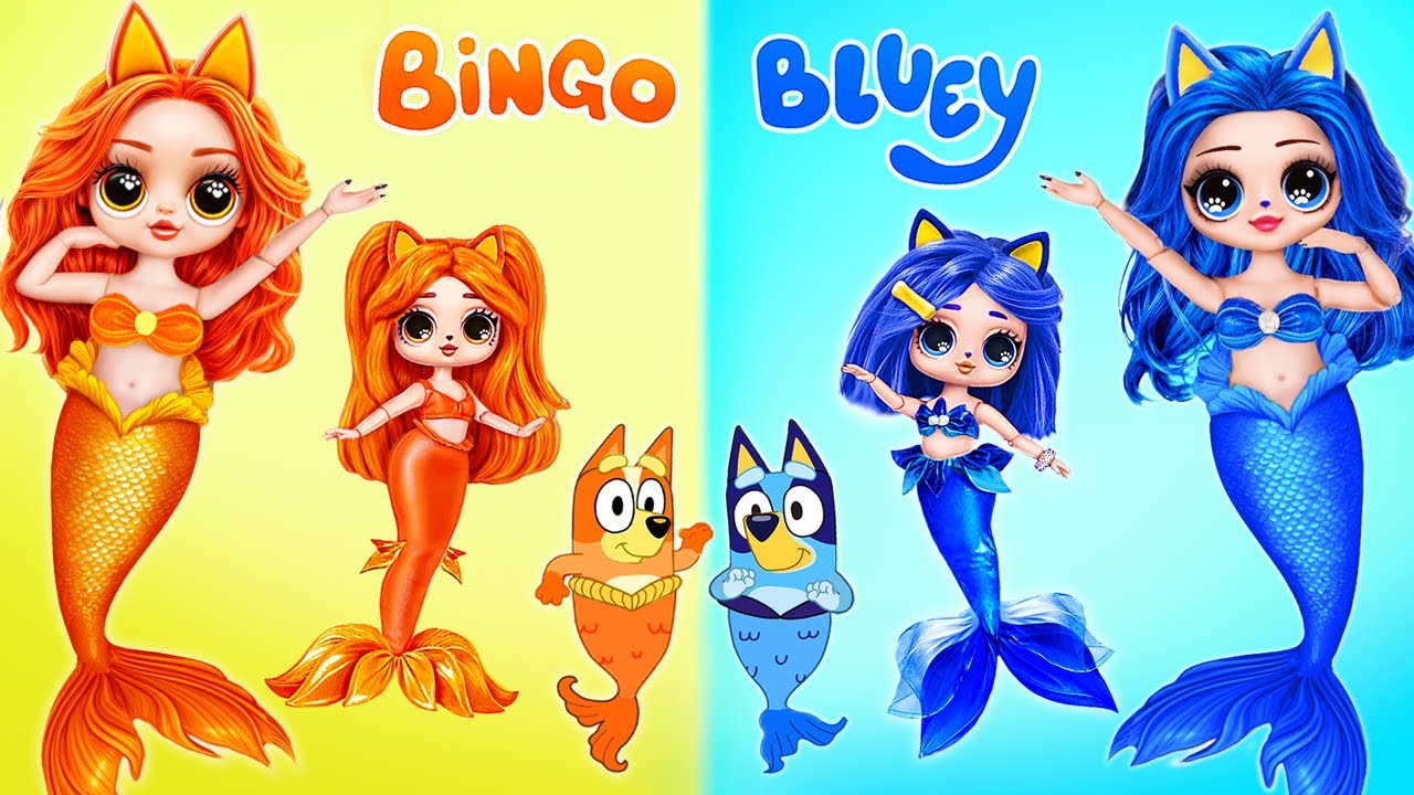 Bluey and Bingo Growing Up! How We Became Mermaids! LOL OMG DIYs and ...