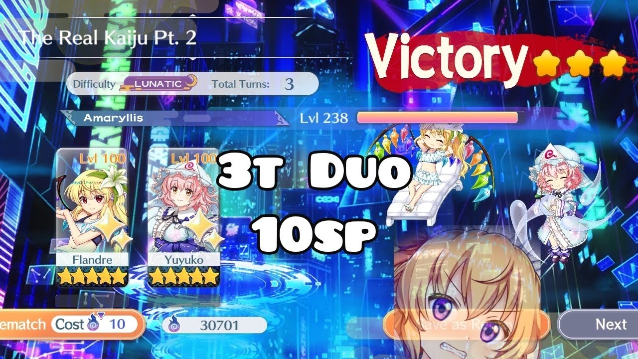 [Touhou Lostword] 4-7-2 Lunatic Card Farm Stage 3t 10sp duo with C3 ...