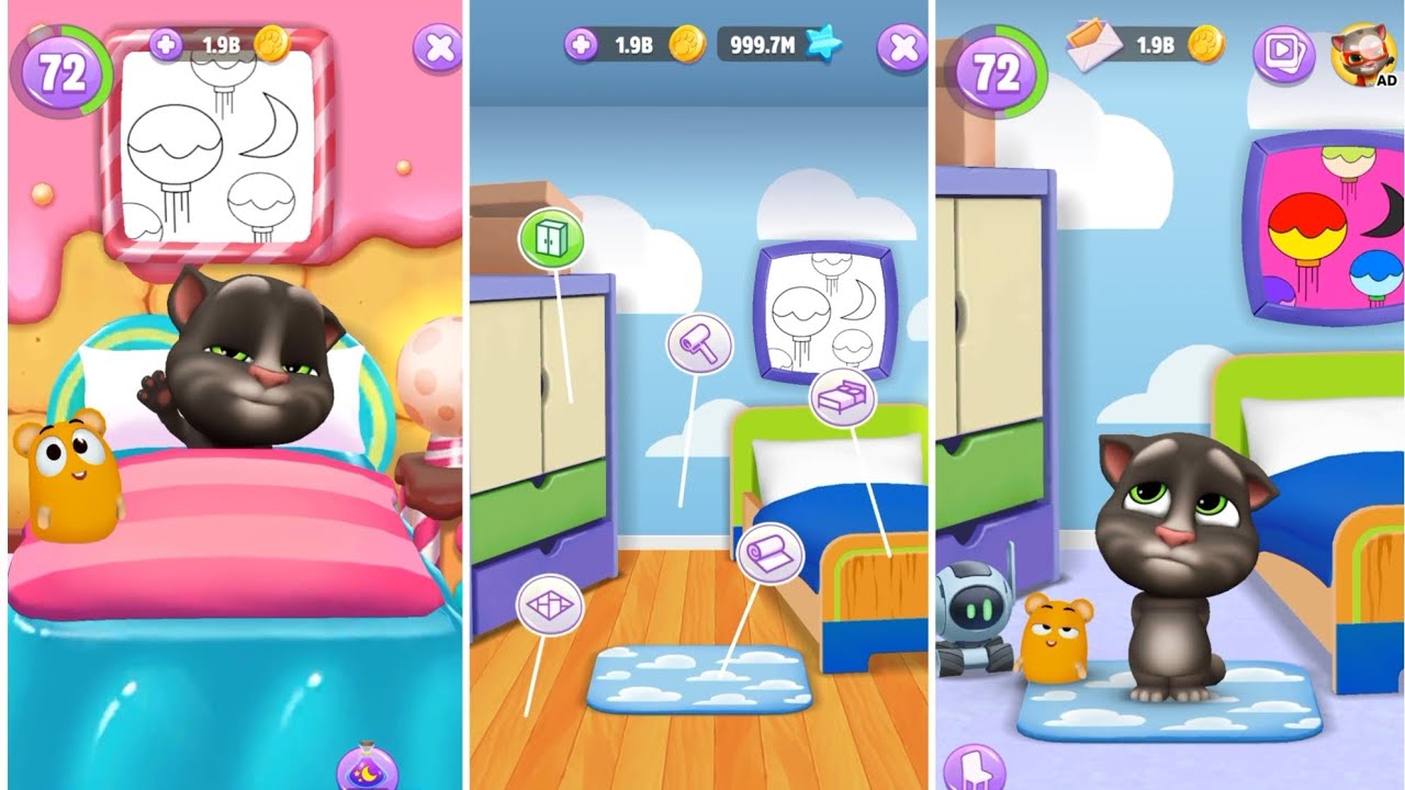 My Talking Tom| Bedroom Decorating -Level72| OUTFiT7| - YouTube