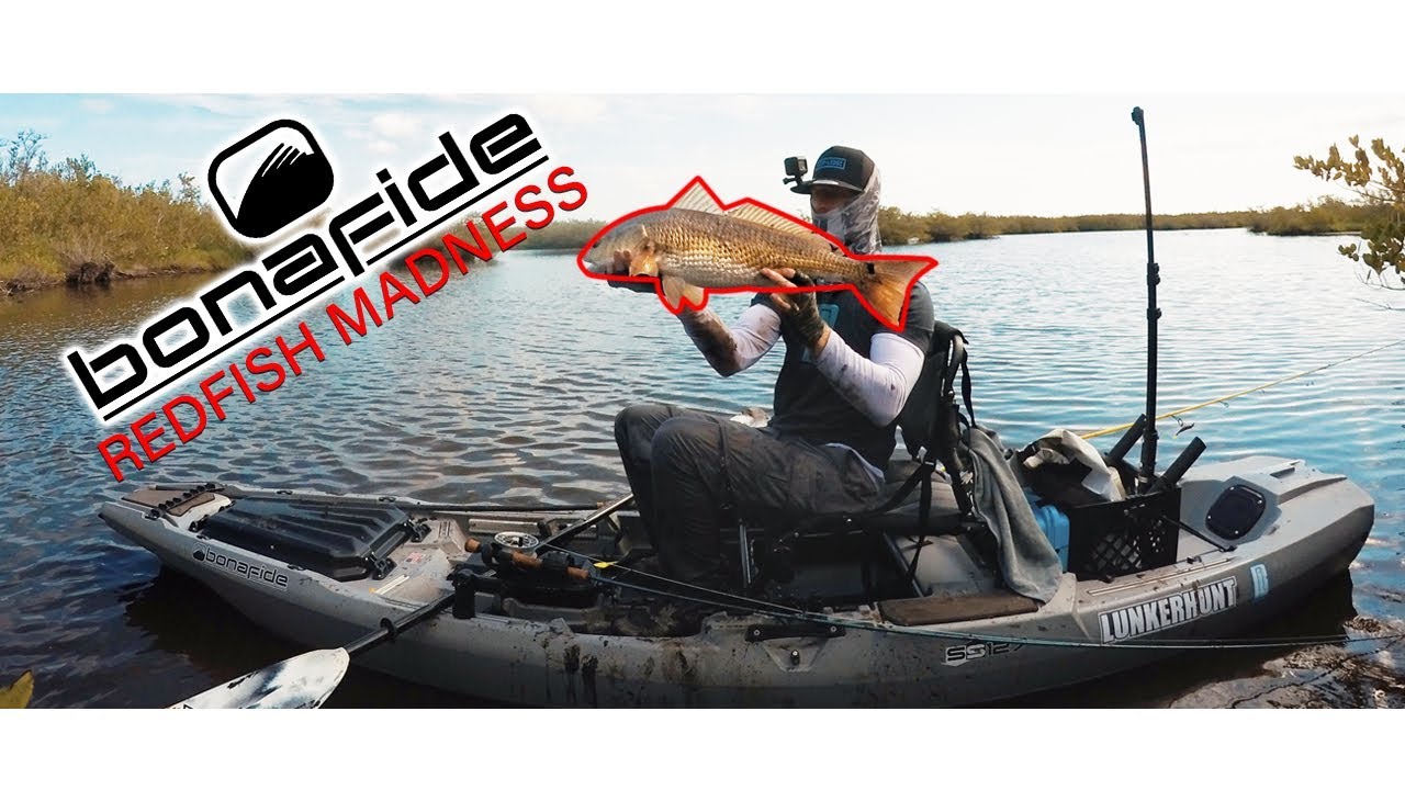 Redfish Madness - Fly fishing for redfish with my Bonafide Kayak - YouTube