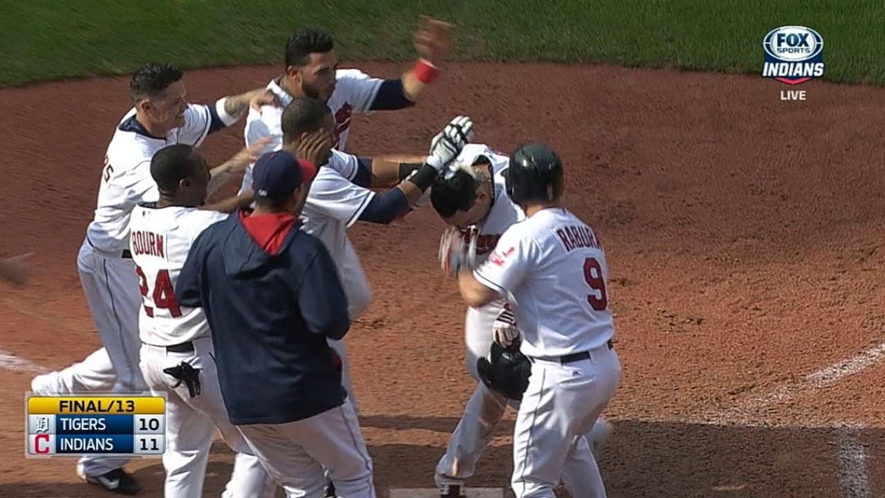 Indians walk off on balk in the 13th inning - YouTube
