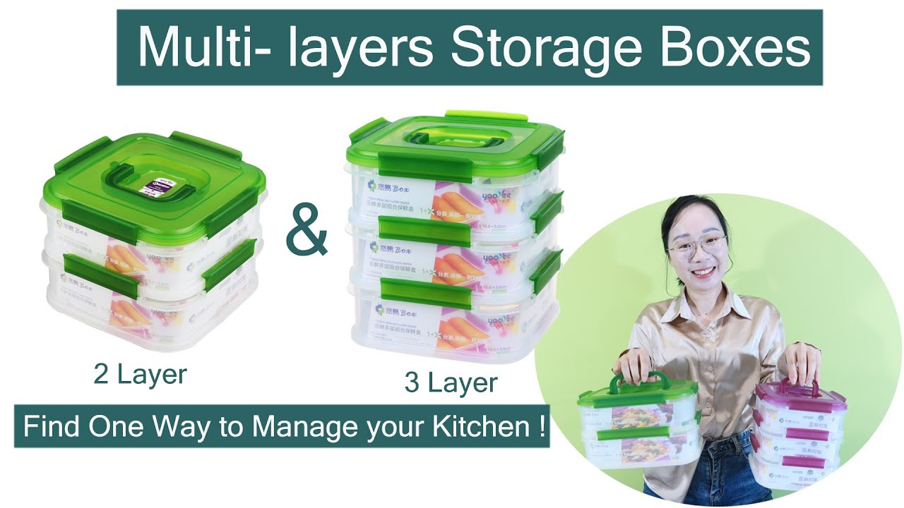 multilayer food container removable container storage box - YouTube