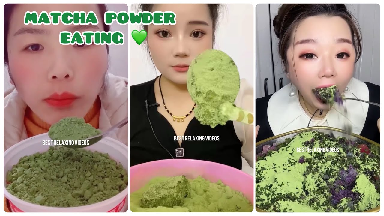 [ASMR] HEAVY MATCHA POWDERED ICE EATING MATCHA ASMR & BIG BITES 😋 ...