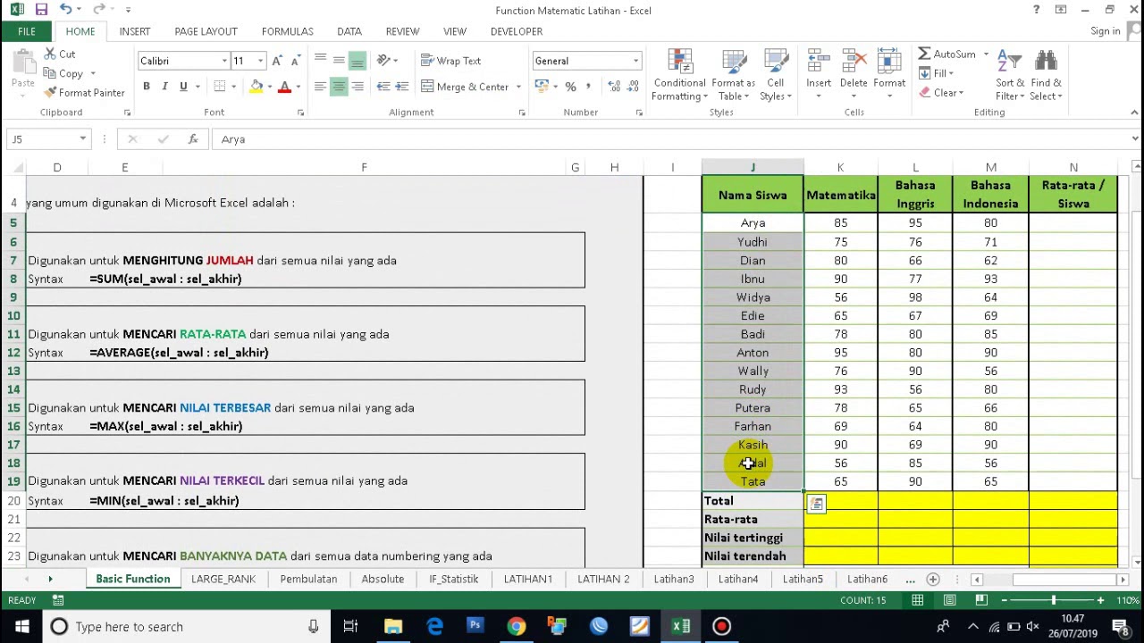 5 Rumus Standart MS. Excel - YouTube