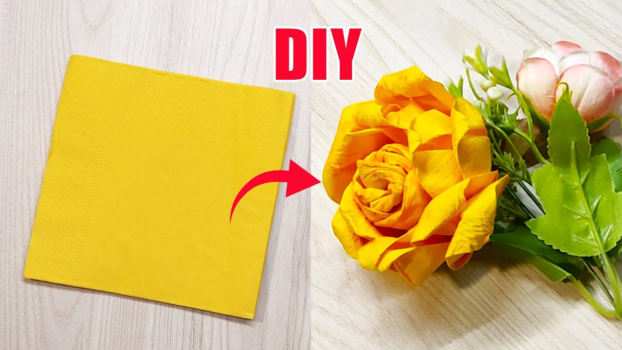 How to make a Paper napkin rose 🌺 Detailed tutorial paper napkin rose ...