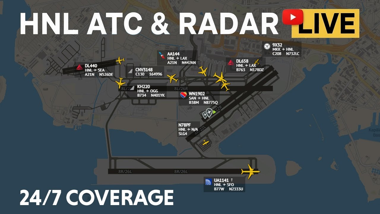 LIVE ATC + RADAR - HNL Honolulu (Horizontal) - YouTube