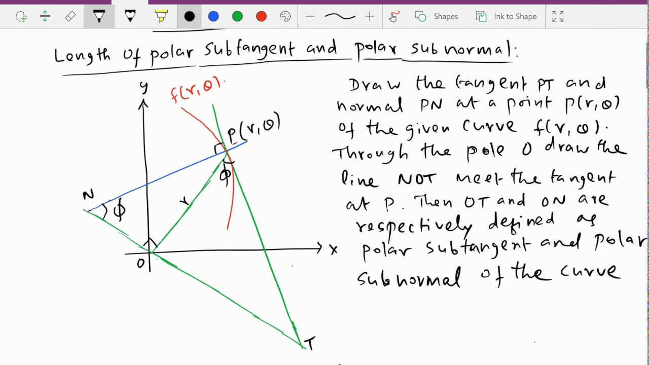 Calculus : - (Length of polar sub tangent and polar sub normal; problem ...
