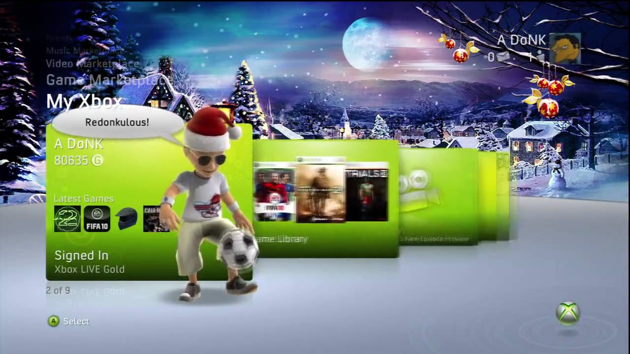 XBOX 360 NXE - Santa's Village Premium Theme [HD] - YouTube