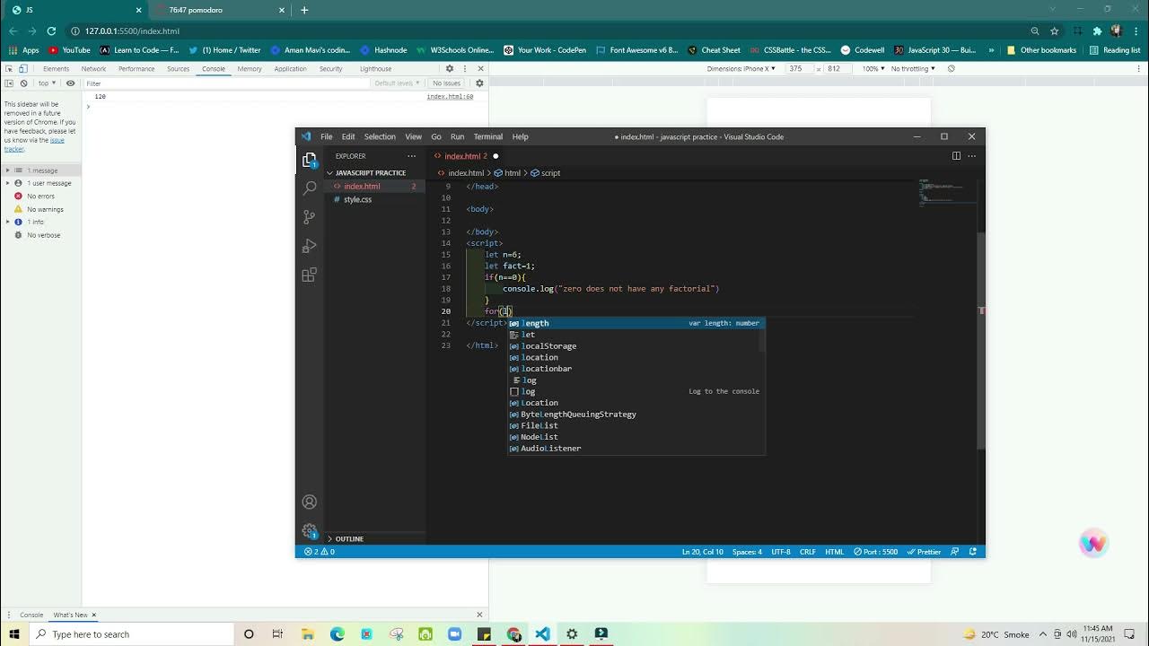 Factorial using Javascript - Taking user input #javascript #html #css # ...
