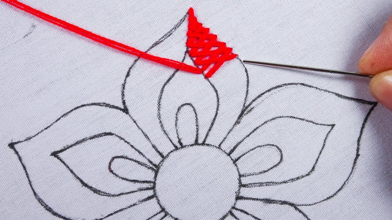 hand embroidery amazing flower design with beautiful easy stitch step ...