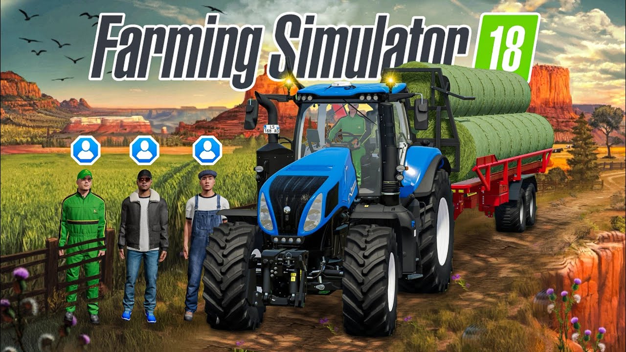 Making Grass Role Bales With 3 Player In Fs 18 | Fs 18 Multiplayer ...