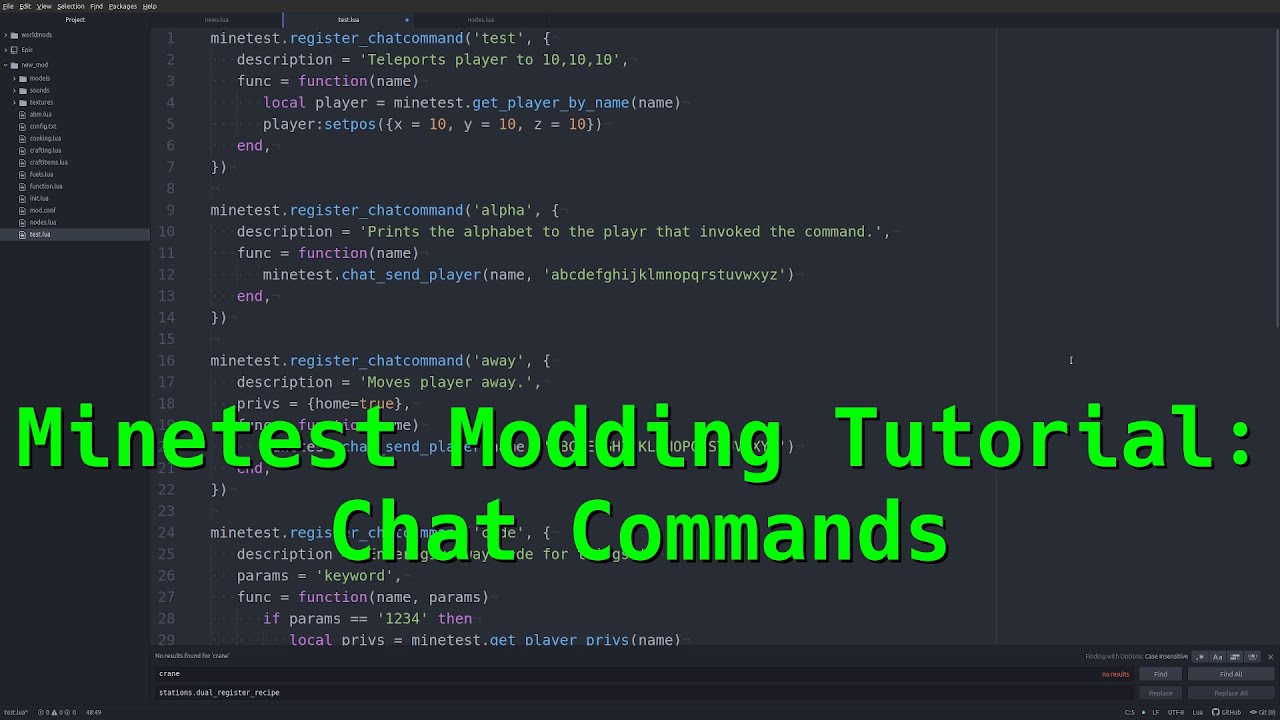 Minetest Modding Tutorial Chat Commands Youtube
