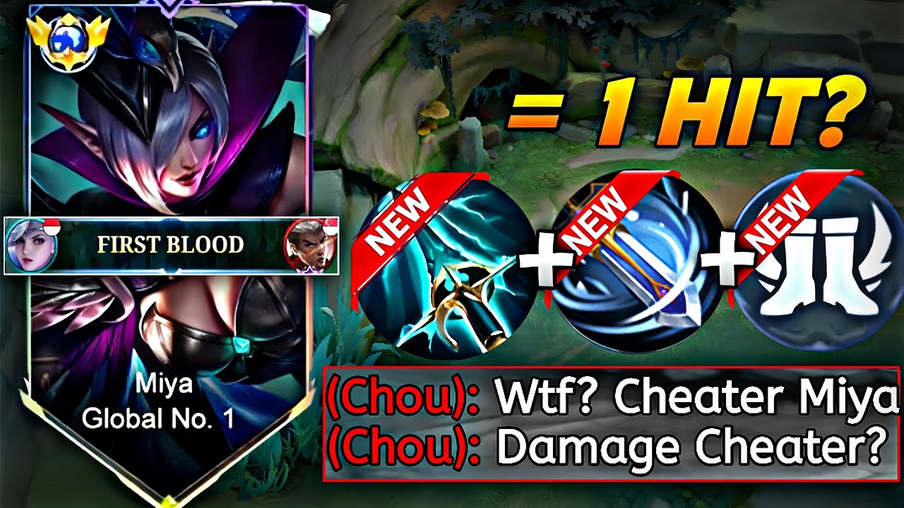 NEW BUILD & EMBLEM MIYA BEST TO FIGHT HERO CHOU!! (NEW BUILD AND EMBLEM ...