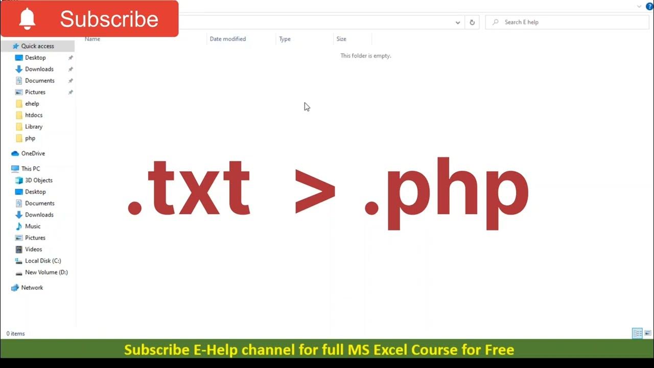 How to allow renaming file extension in Window 10 || text file to php file rename - YouTube
