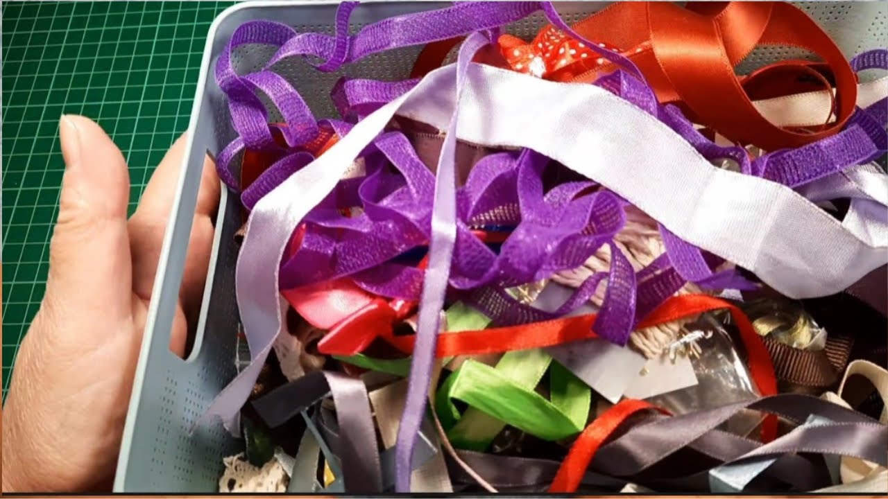 Budget Storage of Ribbon Scraps Idea//Craft Room Storage//How to ...