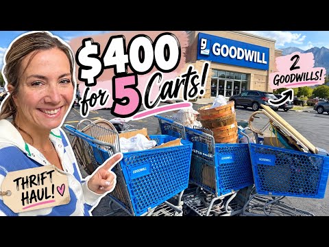 $400 GOODWILL MEGA HAUL! 😱 5 Carts from 2 Stores + Easy Thrift Flips - BIG ANNOUNCEMENT