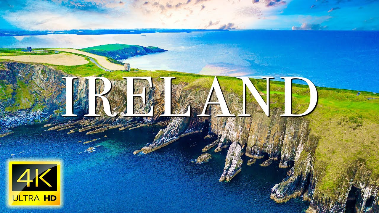 FLYING OVER IRELAND (4K Video UHD) - Soothing Music With Beautiful ...
