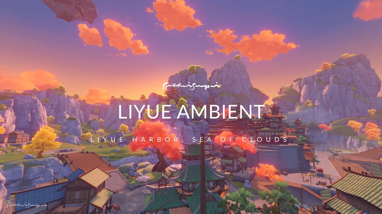 Liyue Harbor Ambient Background Music Bustling City Sound (50 Min ...