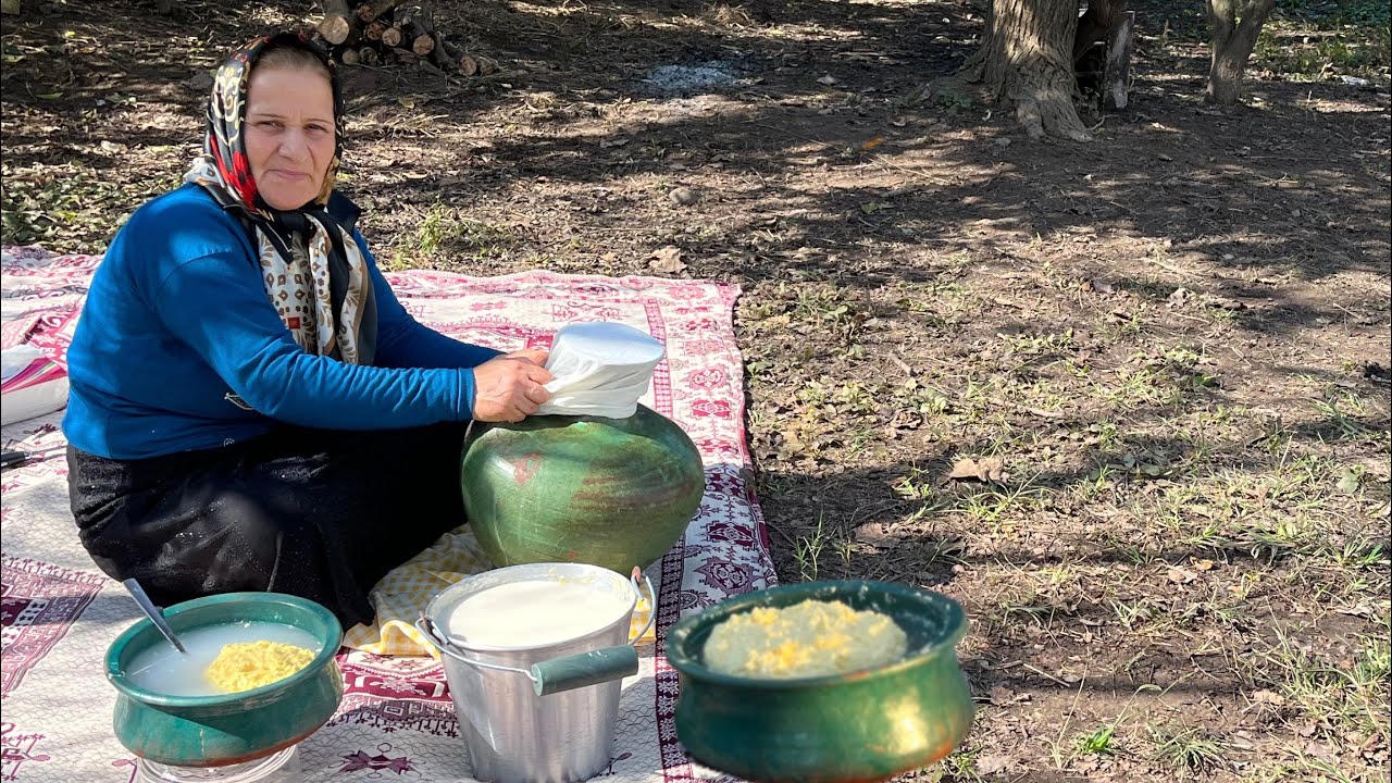 Milking Cow's and Making Traditional Turkish Buttermilk with Yogurt by ...