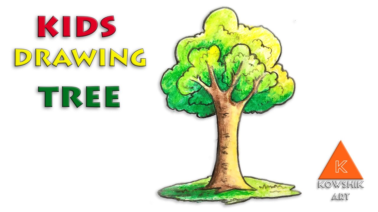 How to draw Tree for kids - YouTube