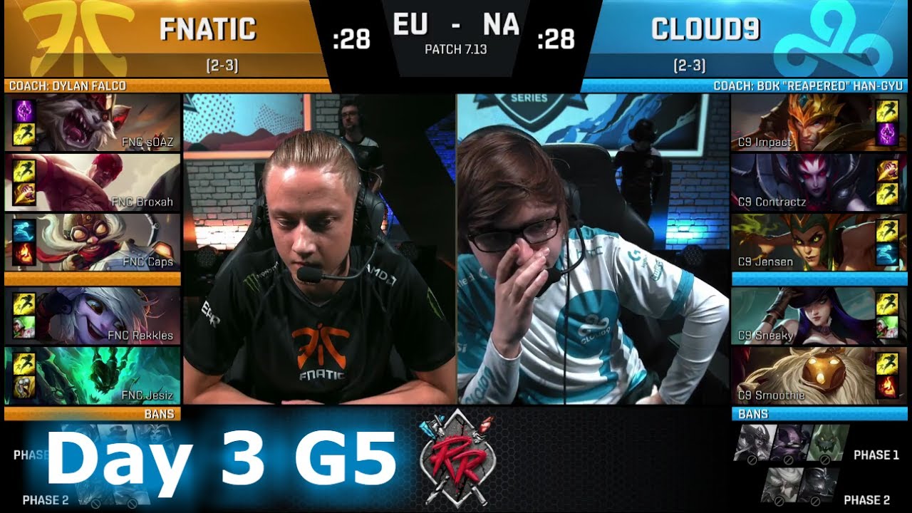 Fnatic vs Cloud 9 | Day 3 of NA vs EU Rift Rivals 2017 LoL | FNC vs C9 #RiftRivals - YouTube