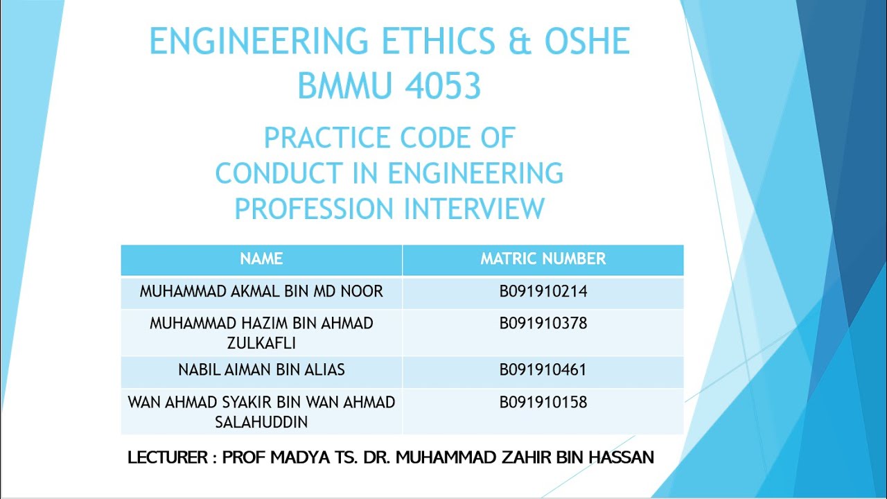 Engineering Ethic Interview (BEM Code of Professional Conduct) - YouTube