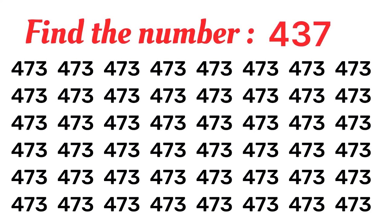 How Fast Can You Find the Number "437". Test your eyes. Focus your mind ...