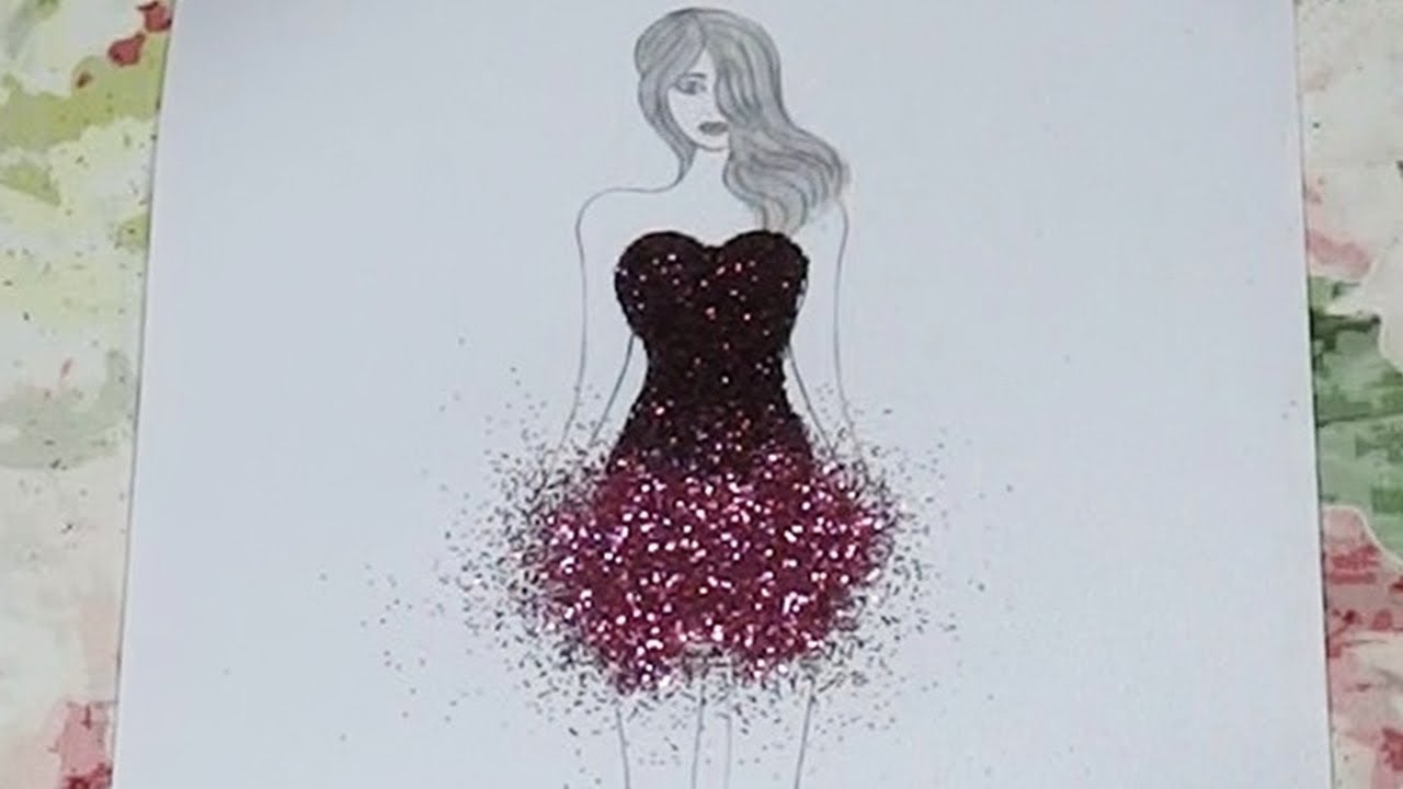 DIY | How to draw a Glitter Dress | Satisfying Sparkling Art Painting ...