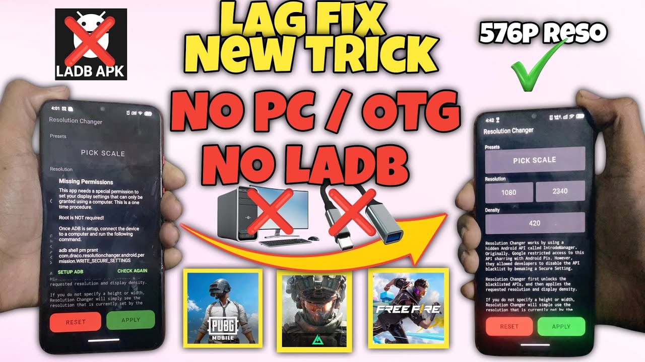 No OTG No PC Resolution Change No LADB || New Trick for Lag Fix, 576p ...