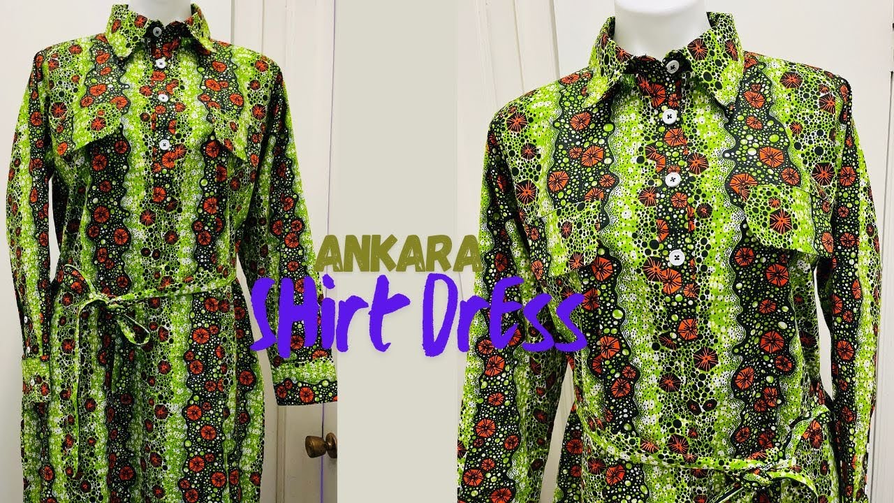 Ankara Maxi Straight Shirt Dress, with Button Placket ( Detailed ...