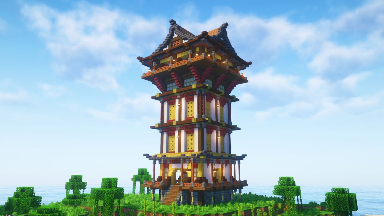 Minecraft: Japanese Tower - Tutorial - YouTube