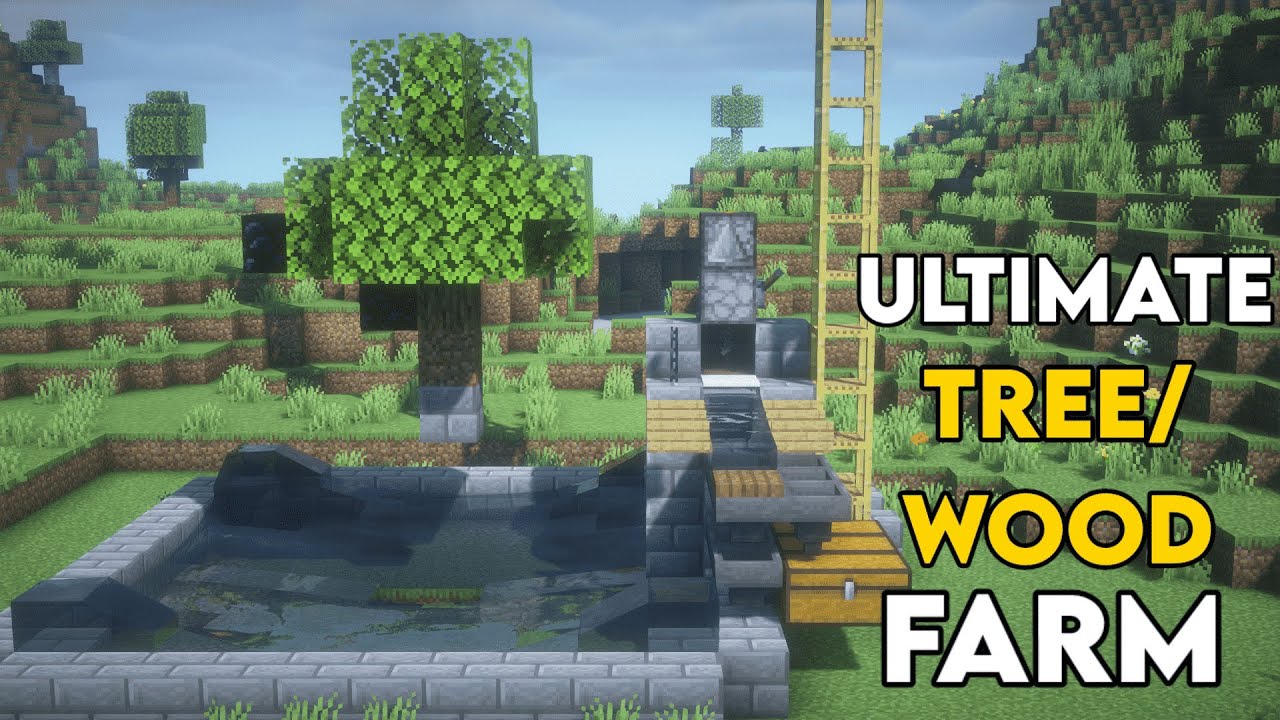 Minecraft Easy Tree Farm Tutorial - All Wood Types - AFK - YouTube